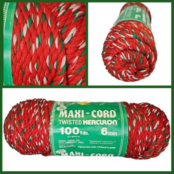 MAXI-CORD | Holiday | Maxi Cord Twisted Herculon Macrame Red Green ...